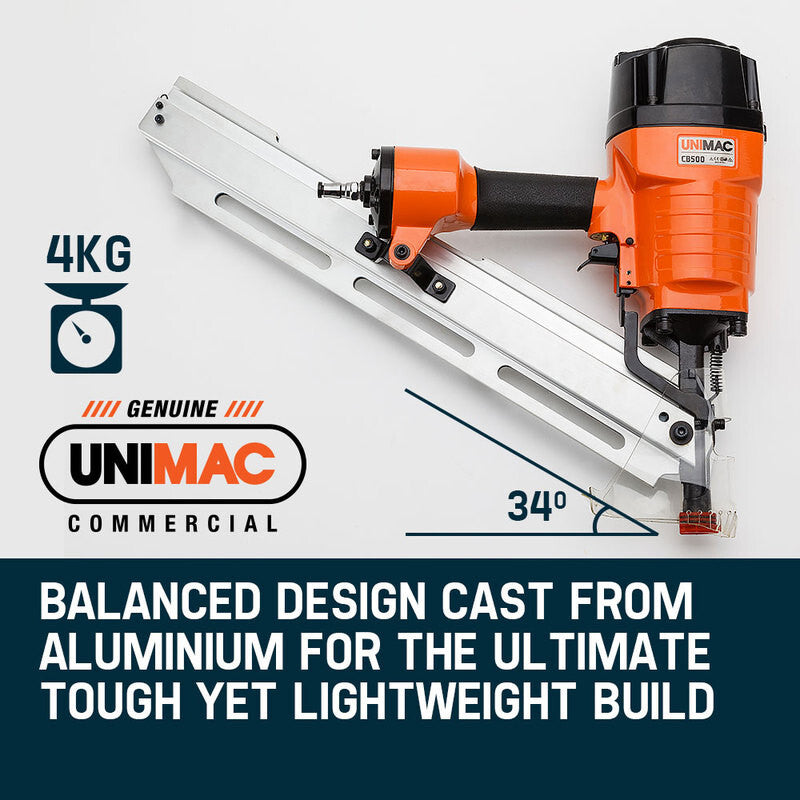 Heavy-Duty 0.05-0.09m Angled Framing Nail Gun with 120PSI Pneumatic Po ...