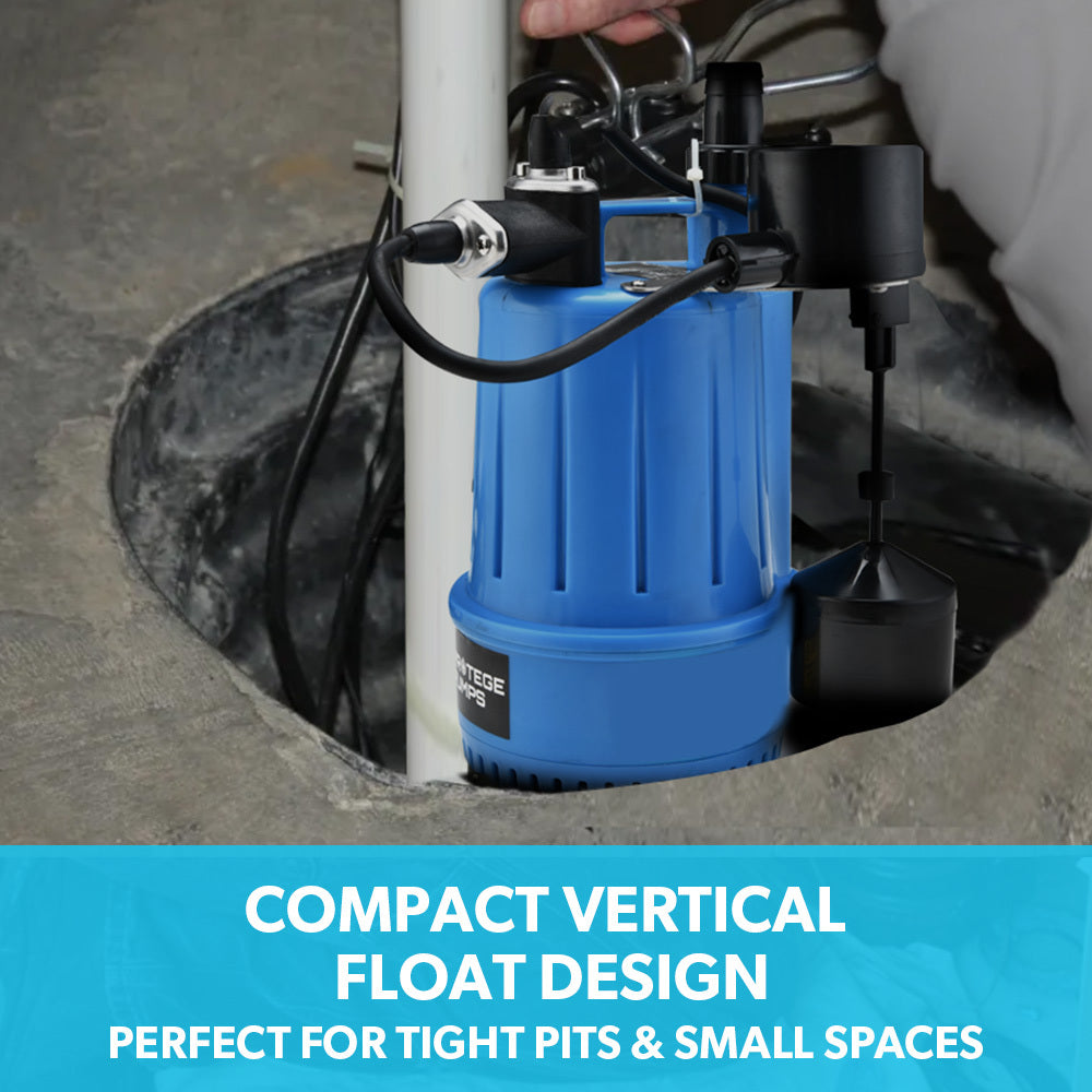 Compact Submersible Grey Water Pump with Vertical Float, 3m Depth Capa ...
