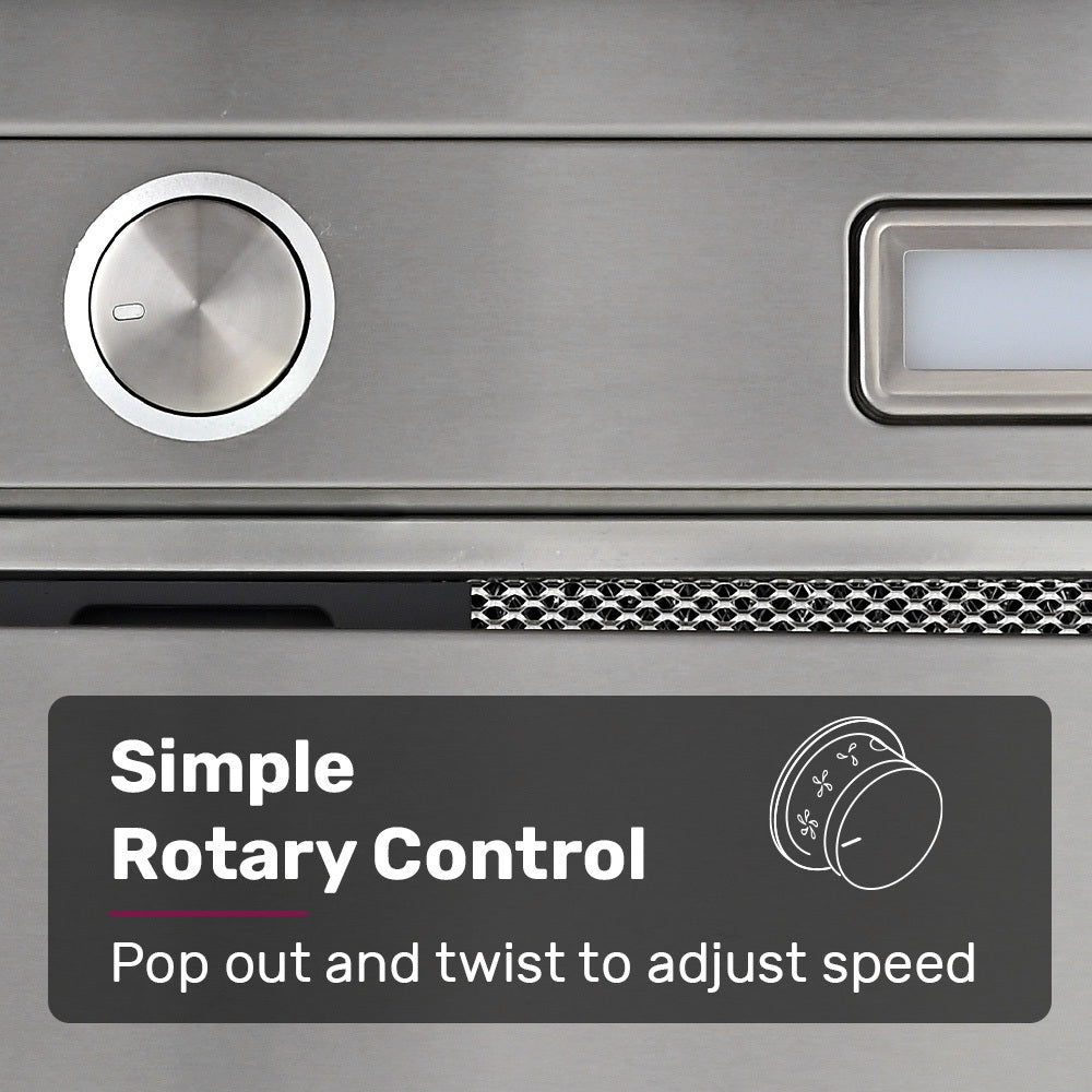 60cm Stainless Steel Undermount Rangehood with Quiet 3-Speed & LED Lig ...