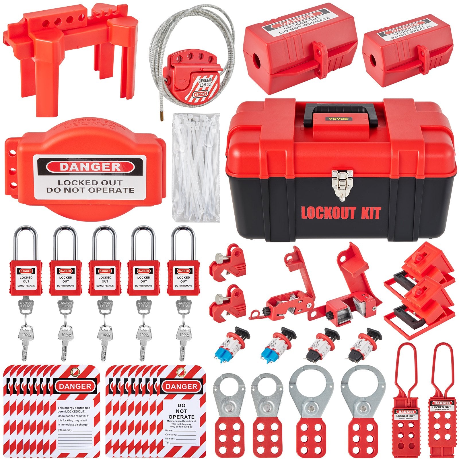 VEVOR 42 PCS Lockout Tagout Kits Electrical Loto Kit for Electrical Ri ...