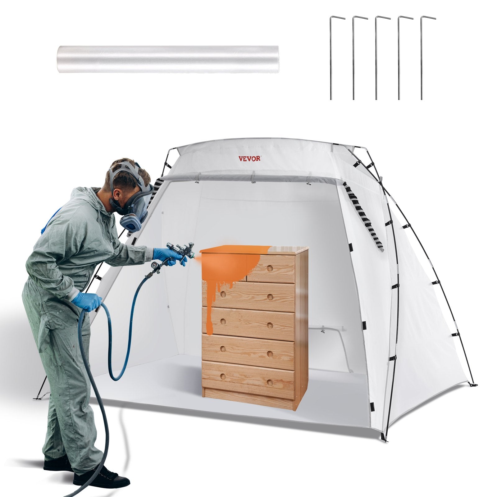 VEVOR Spray Paint Shelter Spray Paint Tent 7.5x5.2x5.2ft Portable Pain ...