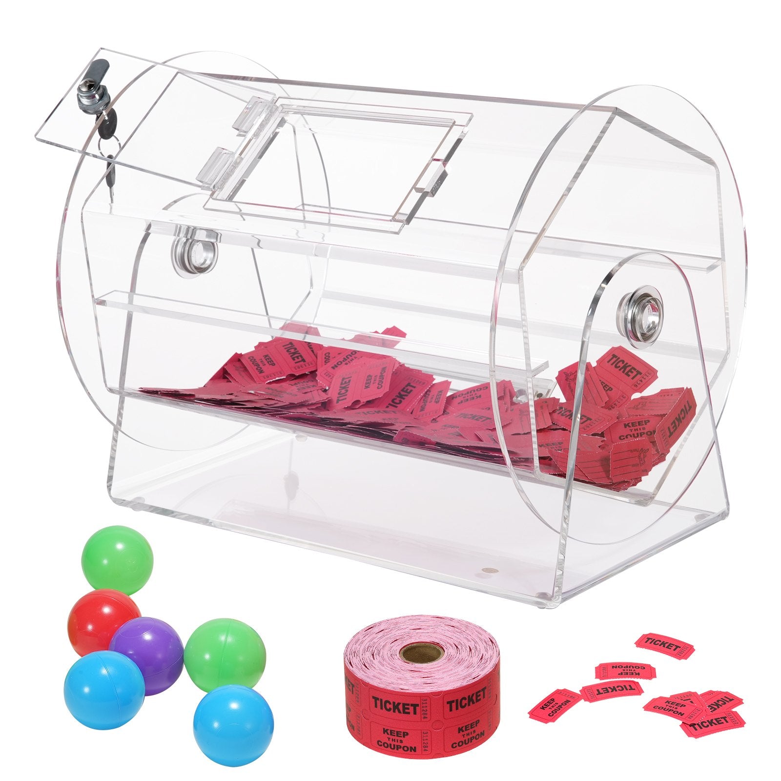 VEVOR Acrylic Raffle Drum, Holds 5000 Tickets or 200 Raffle Balls, Pro ...