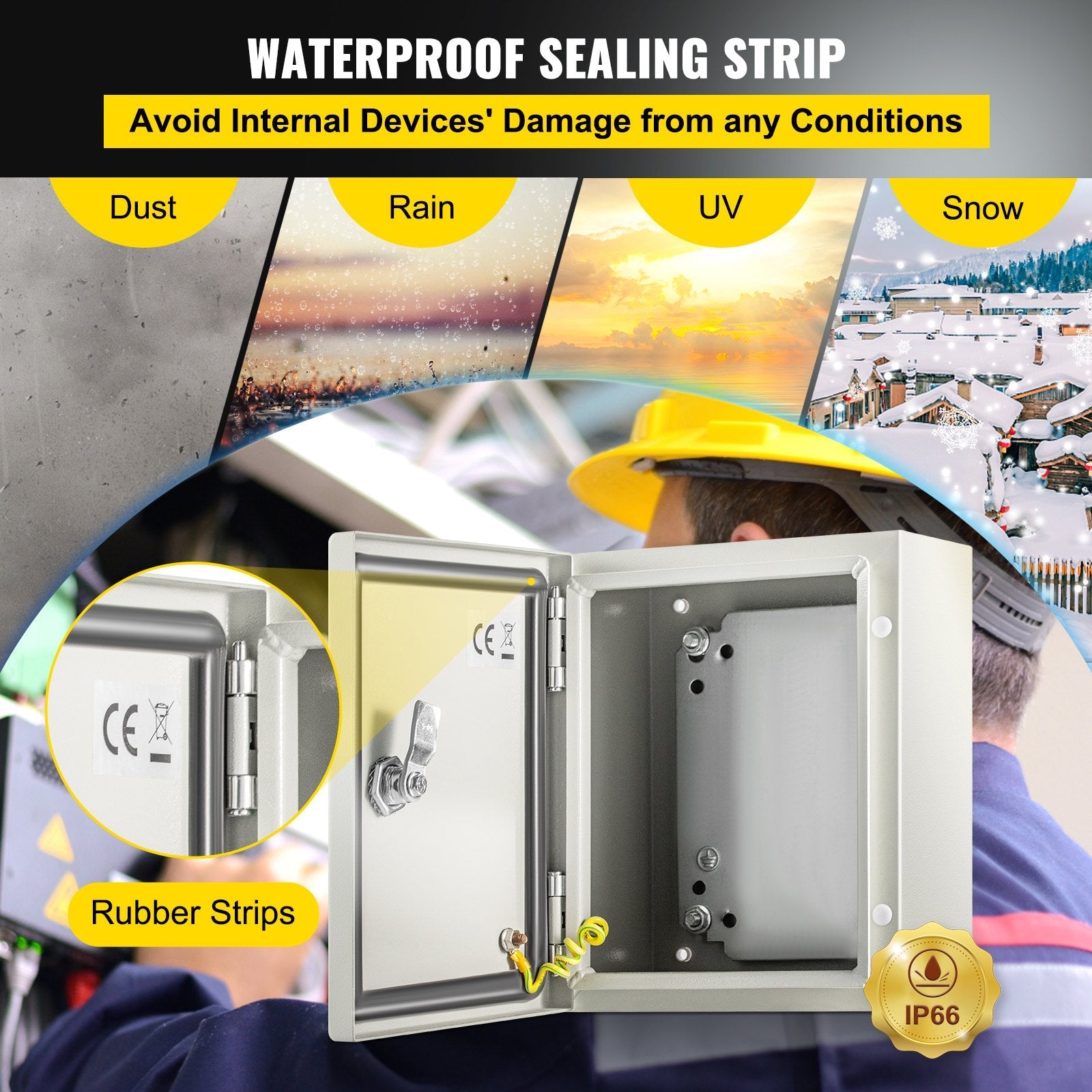Steel Electrical Enclosure Box, IP66 Rated, 25x20x15 cm, Lockable & Wa ...