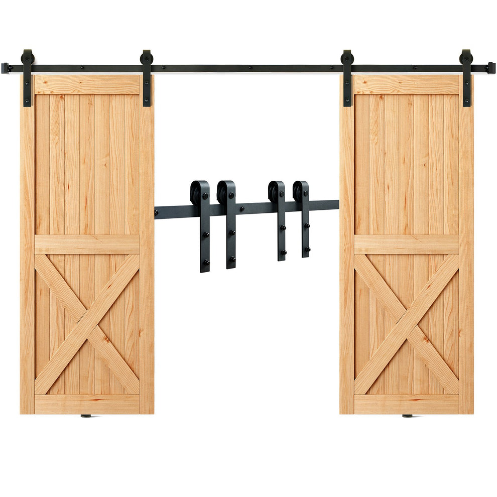 VEVOR 8FT Sliding Barn Door Hardware Closet Track Kit for Double Doors ...