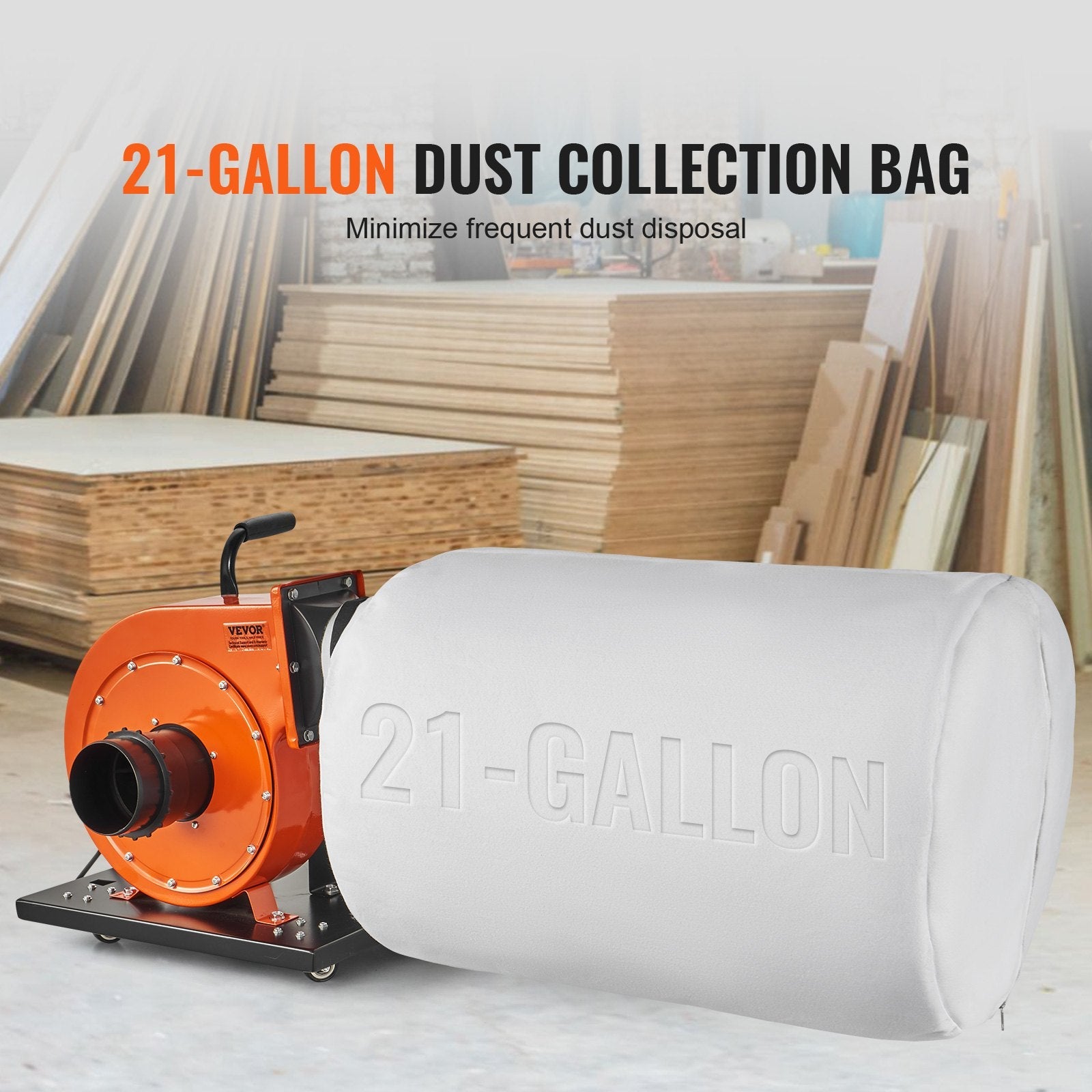 Mobile Dust Collector with 1HP Motor, 460 CFM, and 80L Capacity, 2.5 M ...