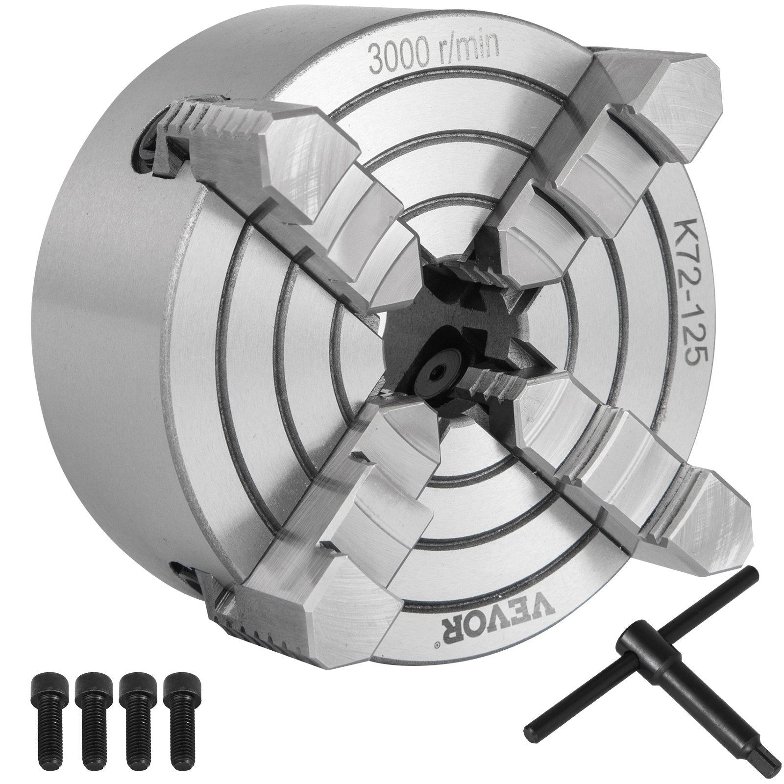 VEVOR Metal Lathe Chuck 4-Jaw Independent 5 inch Cast Iron Milling Tur ...
